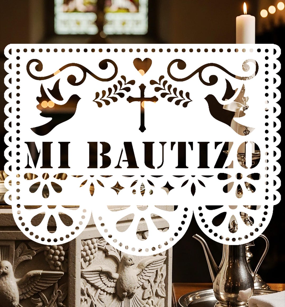 Baptism Papel Picado SVG, Mi Bautizo Digital Cut File, Mexican Fiesta ...