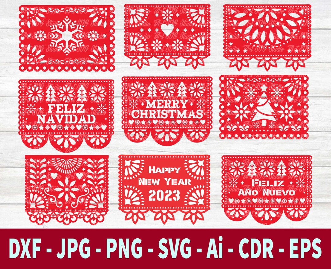 Christmas Svg Bundle - SVG CRICUT Cut Files TEMPLATES - Papel Picado ...