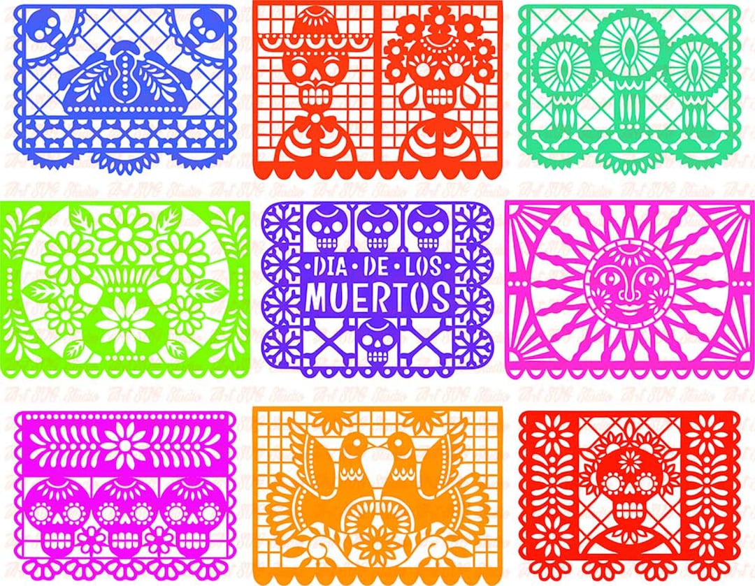 Papel Picado Clipart, Mexican Bunting Banner, Fiesta Bunting Banner ...