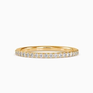1 Mm to 2.50 Mm Full Eternity Stackable Ring, Micro Pave Diamond Wedding Band, Moissanite ...