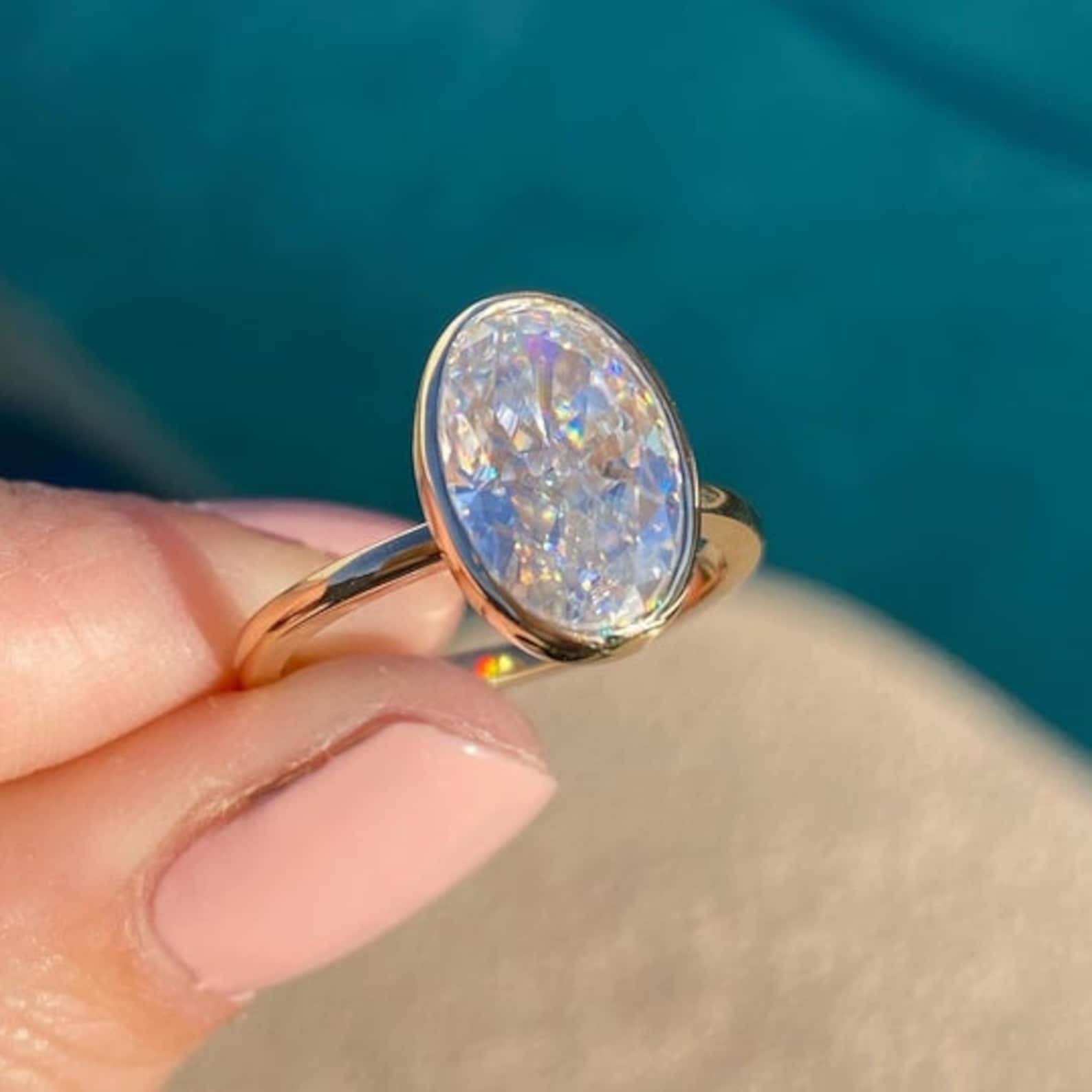 Signature Bezel Oval Cut Wedding Ring Oval Engagement Ring - Etsy