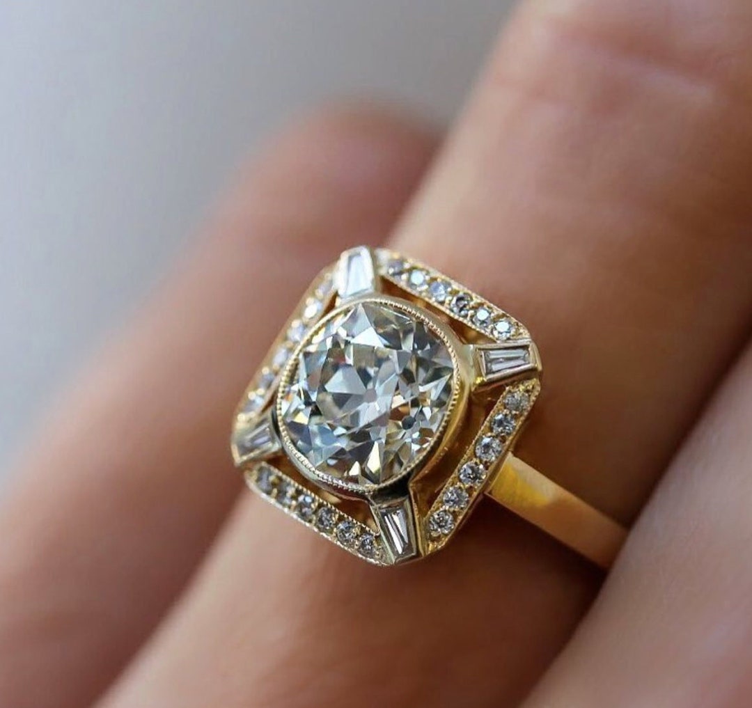 Vintage Engagement Ring Beautiful Vintage Anniversary Ring Unique Solid Gold Ring Antique Art ...