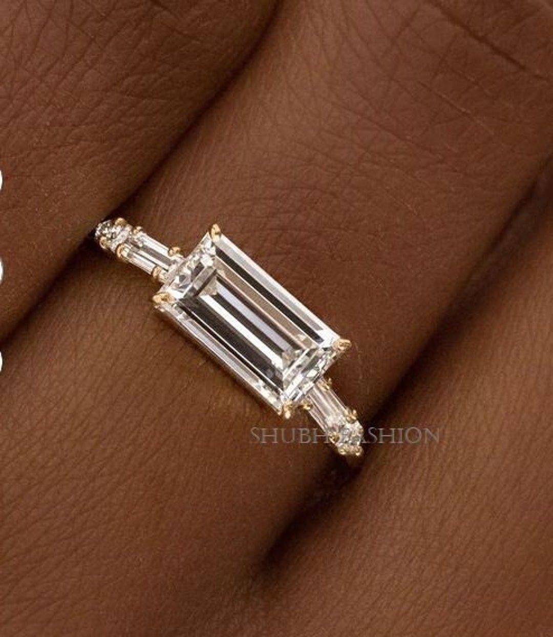 Unique Style Baguette Ring, East West Ring Baguette Cut Engagement Ring ...