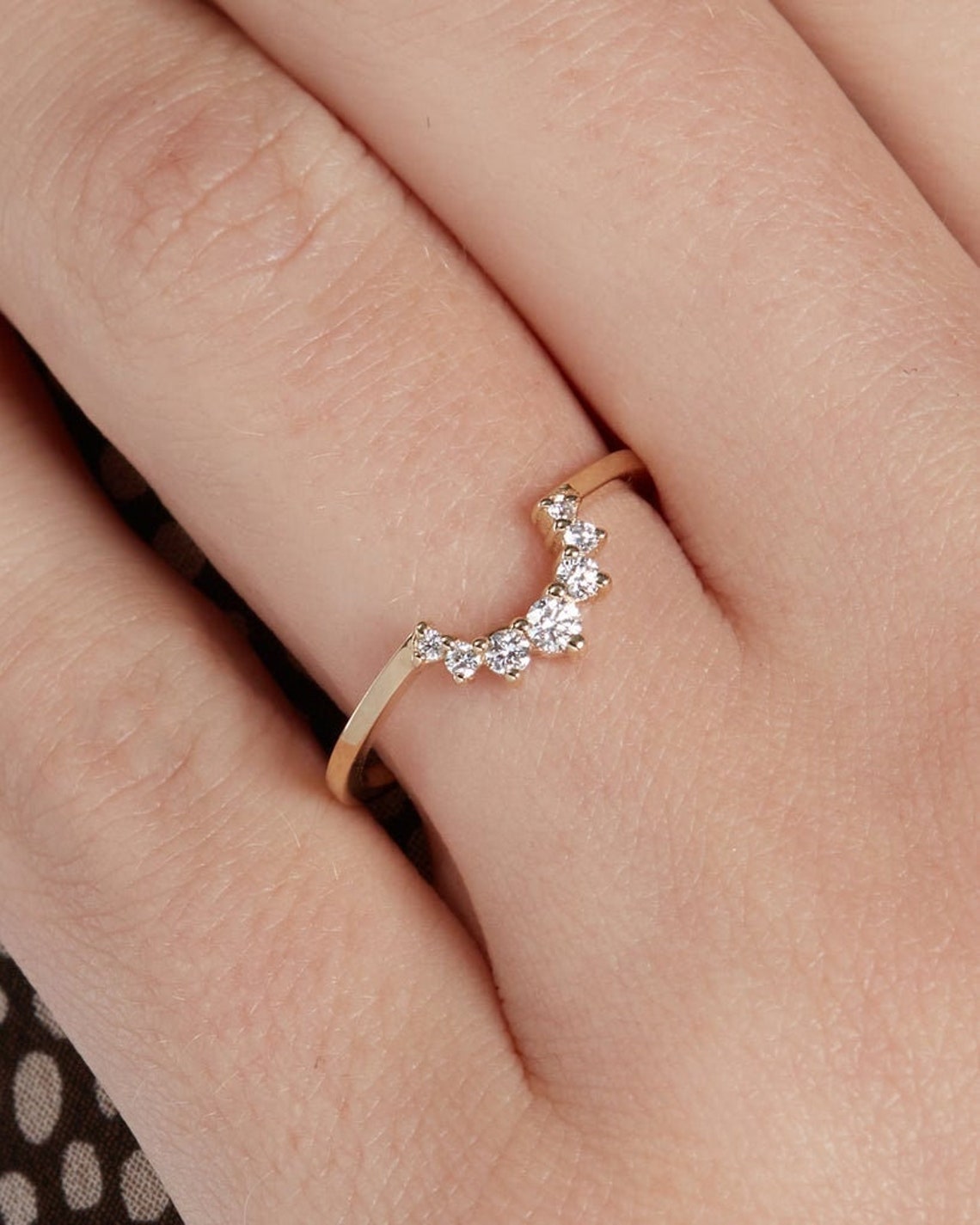 Perfect Matching Band for Engagement Ring, Round Diamond Curved ...