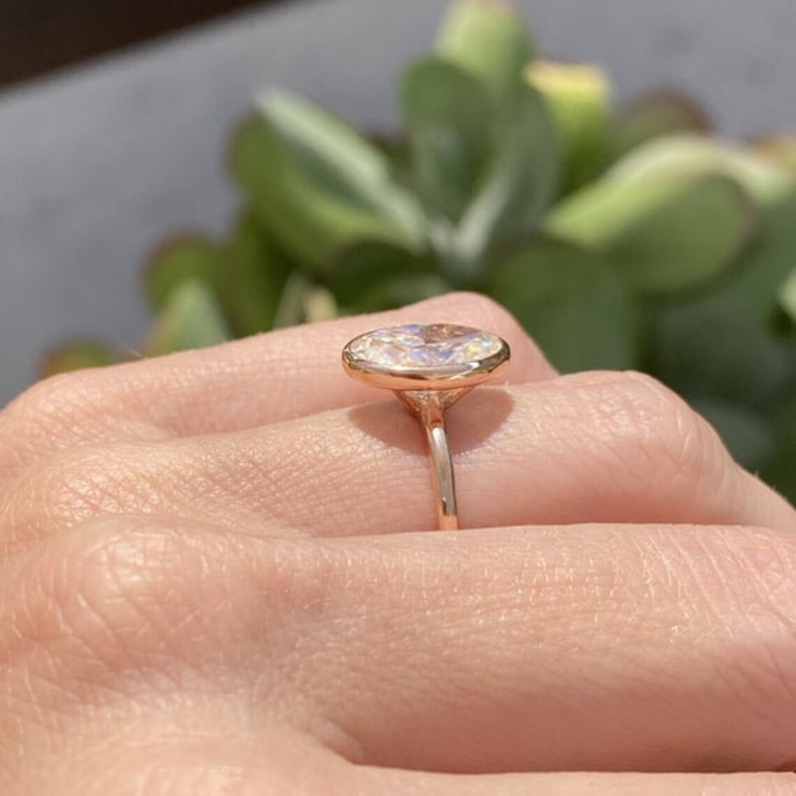 Signature Bezel Oval Cut Wedding Ring Oval Engagement Ring - Etsy