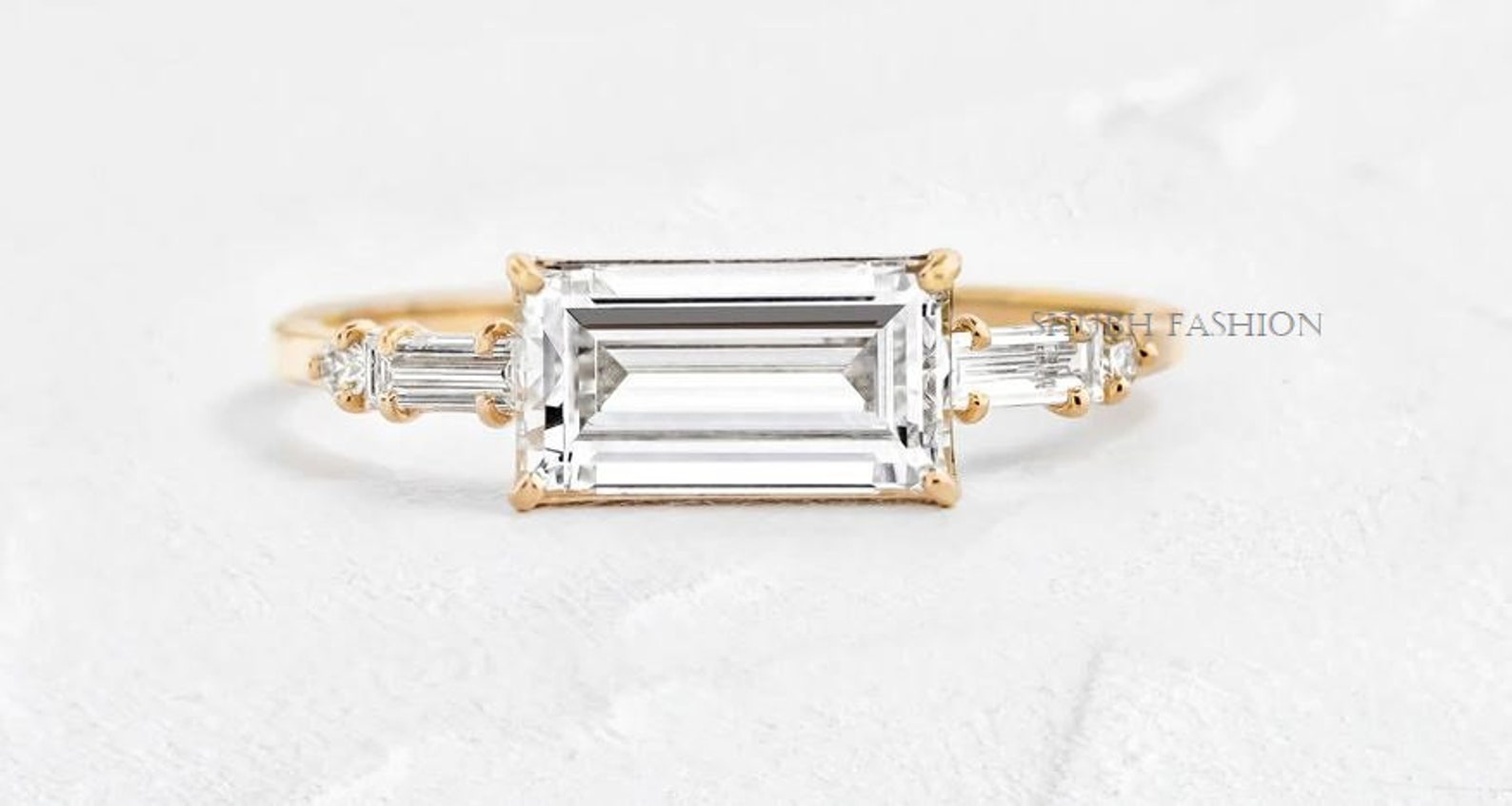 Unique Style Baguette Ring East West Ring Baguette Cut | Etsy