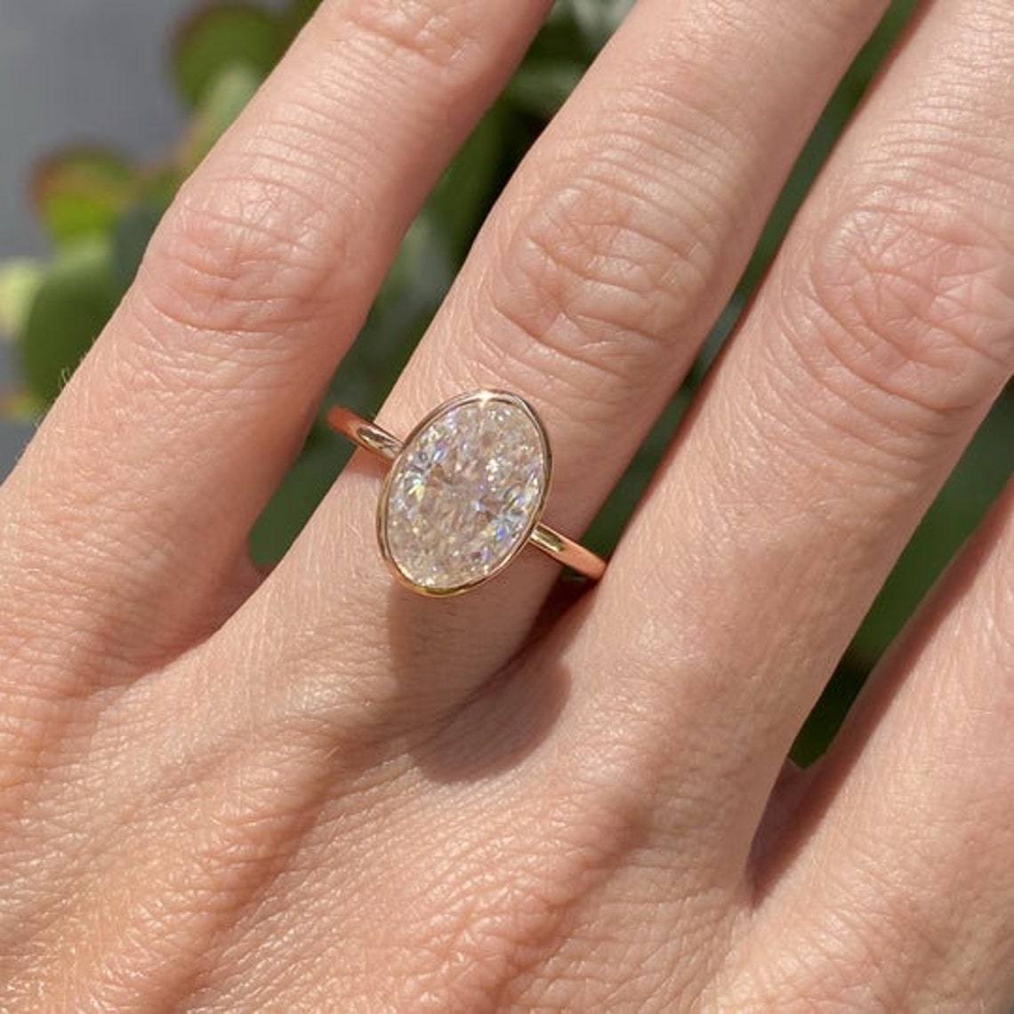 Signature Bezel Oval Cut Wedding Ring Oval Engagement Ring - Etsy