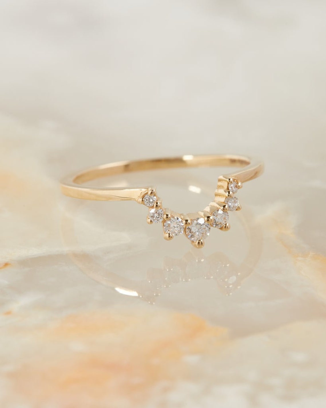 Perfect Matching Band for Engagement Ring, Round Diamond Curved ...