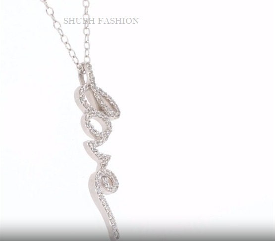 14k Gold Diamond Necklace Cursive Font Love Necklace Solid - Etsy