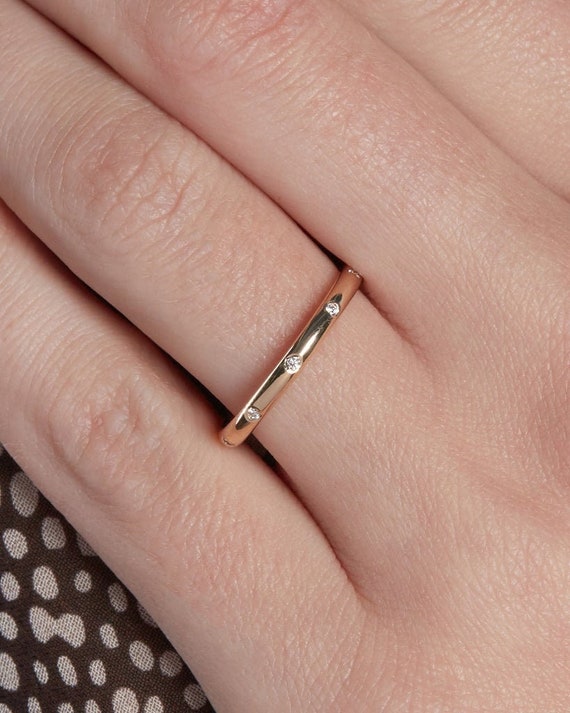 Flush Set Diamond Band Diamond Wedding Unique Band Wedding - Etsy