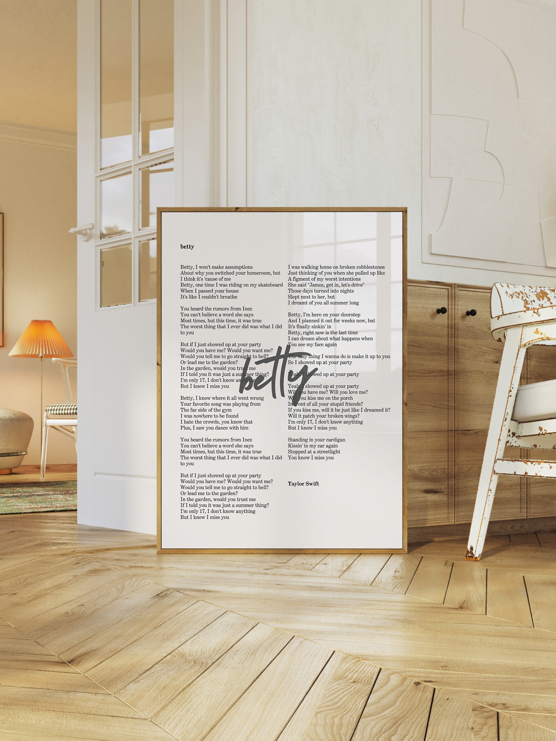 Betty Lyrics Print, Taylor Swift Poster, Folklore Print, Printable ...