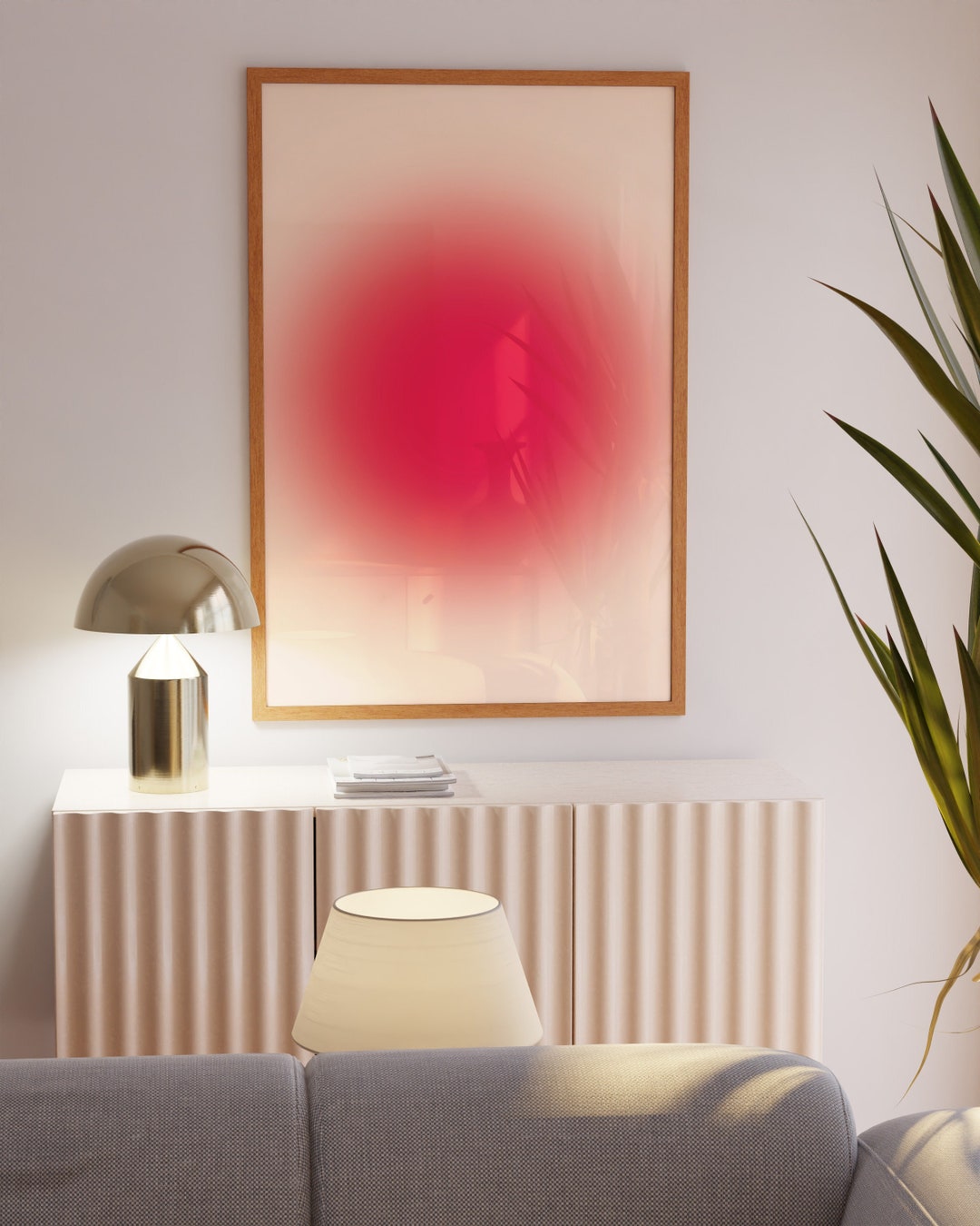 Pink & Red Glowing Gradient Art Print, Aura Wall Art, Preppy Digital ...