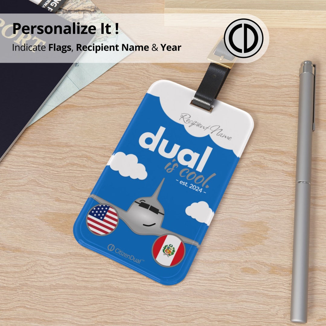 New US Citizen Luggage Tag, Dual Citizenship Nationality Gift, New ...
