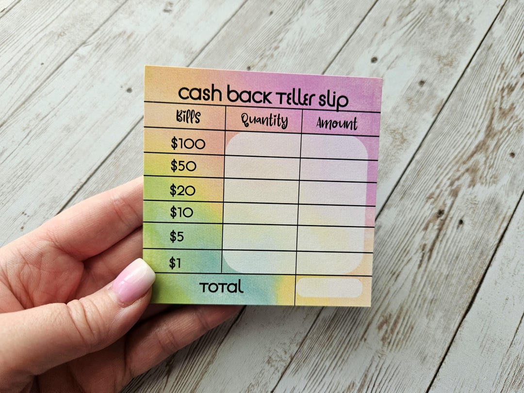 Teller Slip Notepad 50 Sheets, Bank Cash Back Breakdown, Cash Envelope ...
