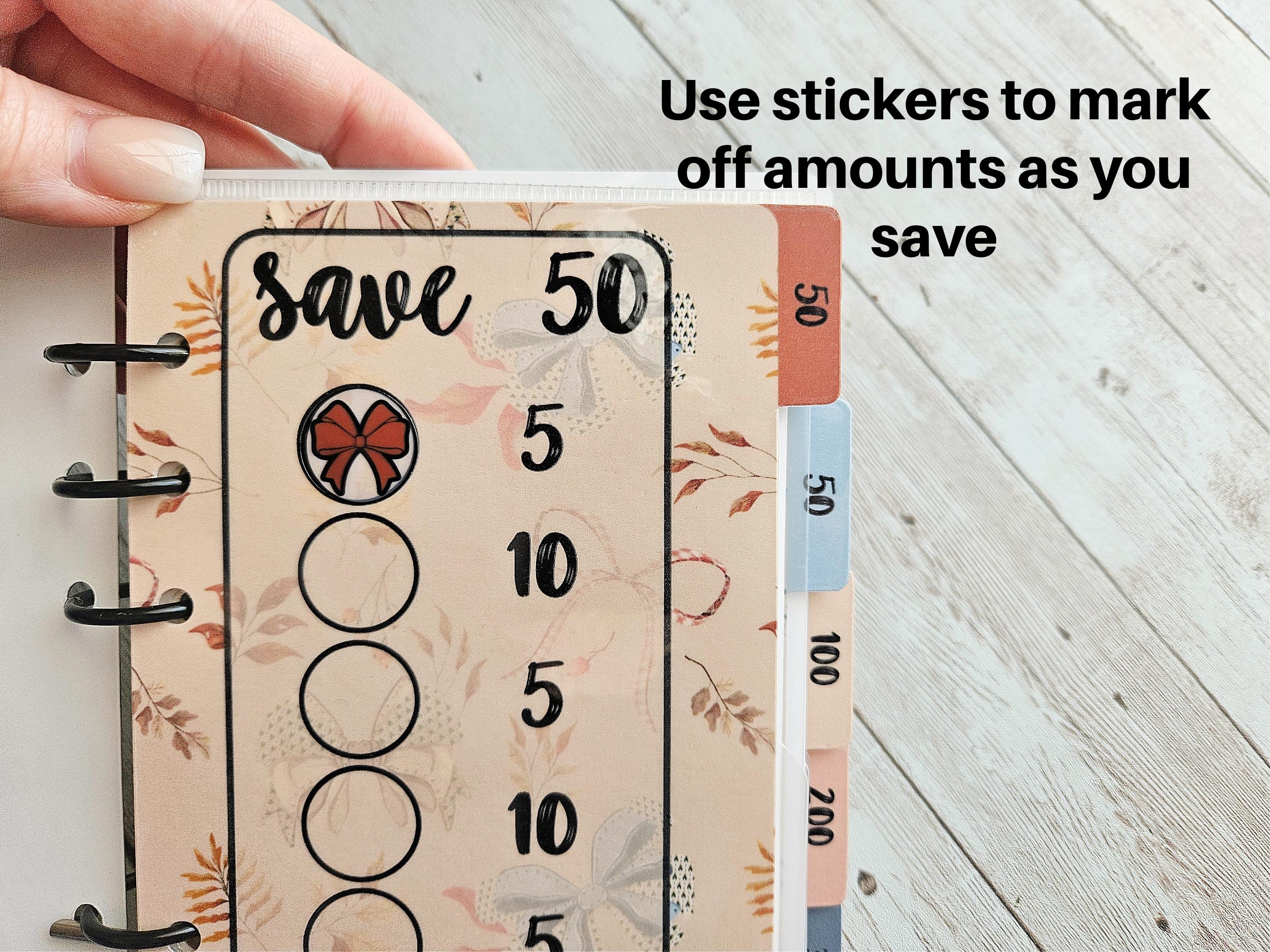 1K Savings Challenge Binder: Bows With Stickers, A6 Budget Planner ...