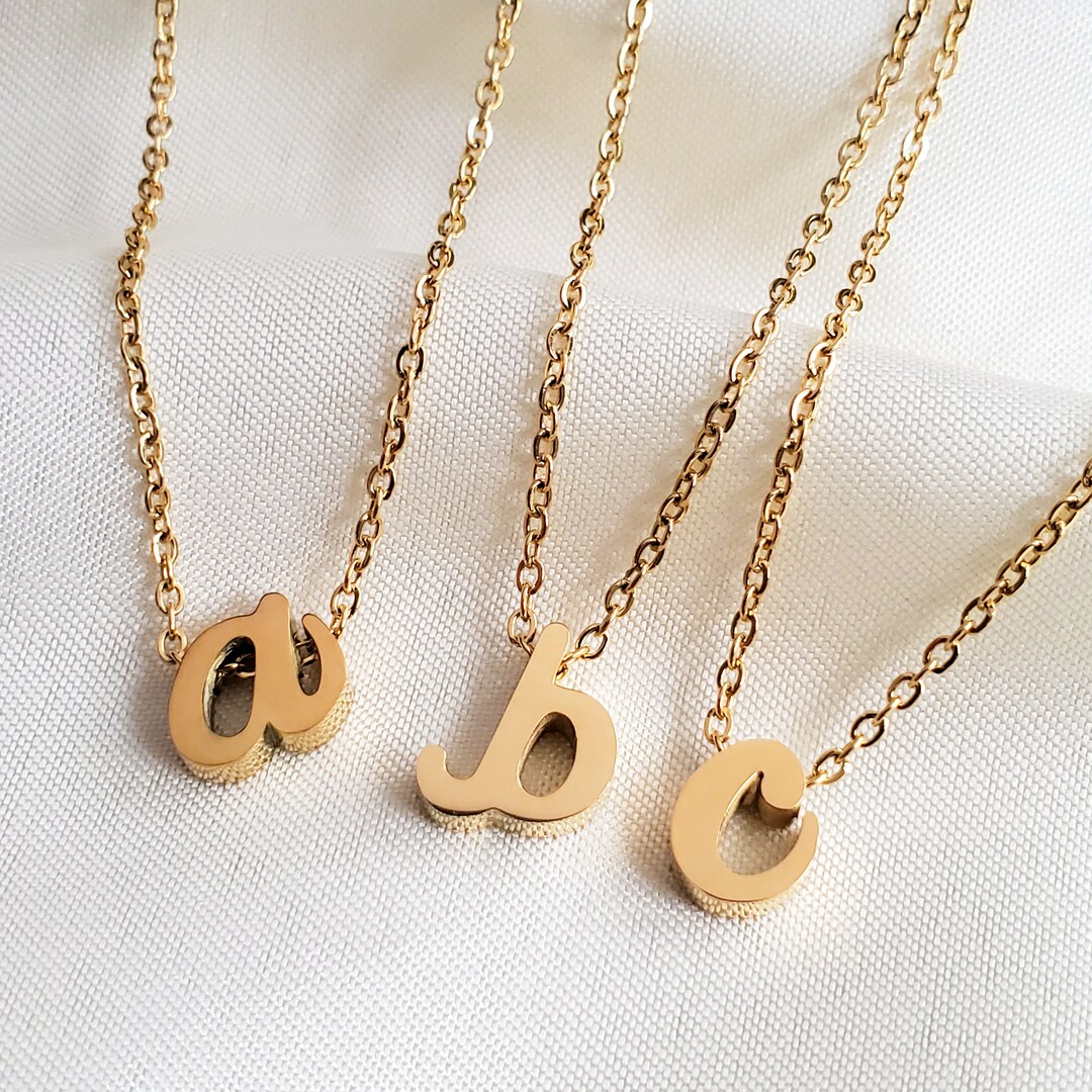 Gold Cursive Initial Necklace, Silver Cursive Initial Necklace, 18k ...