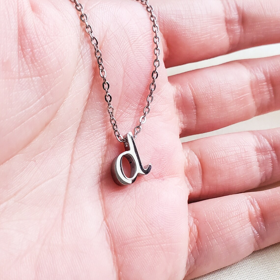 Gold Cursive Initial Necklace, Silver Cursive Initial Necklace, 18k ...