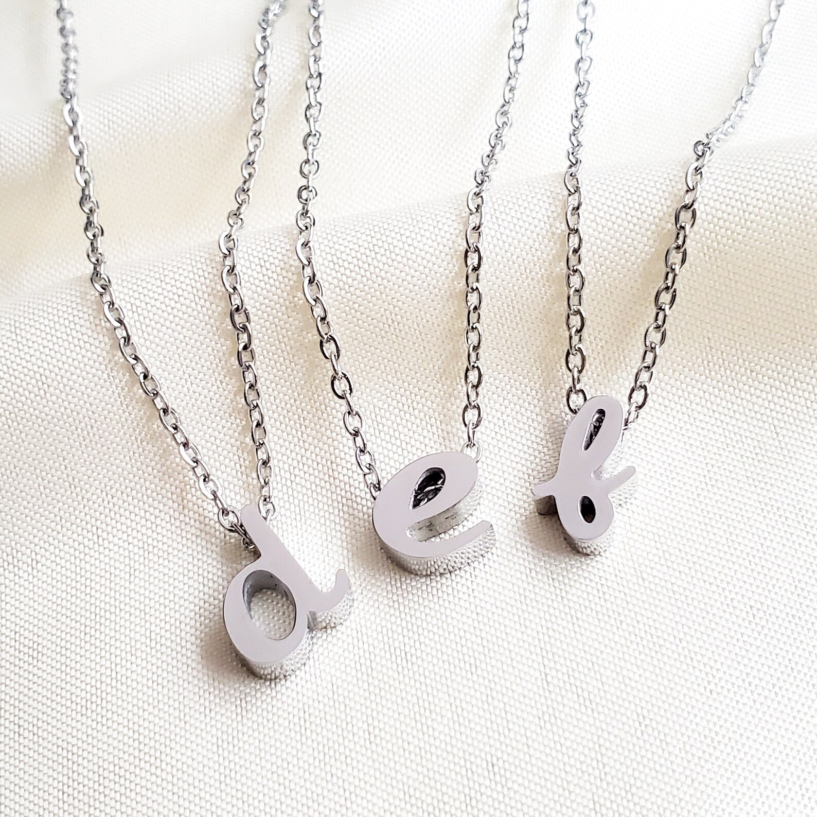Gold Cursive Initial Necklace, Silver Cursive Initial Necklace, 18k ...