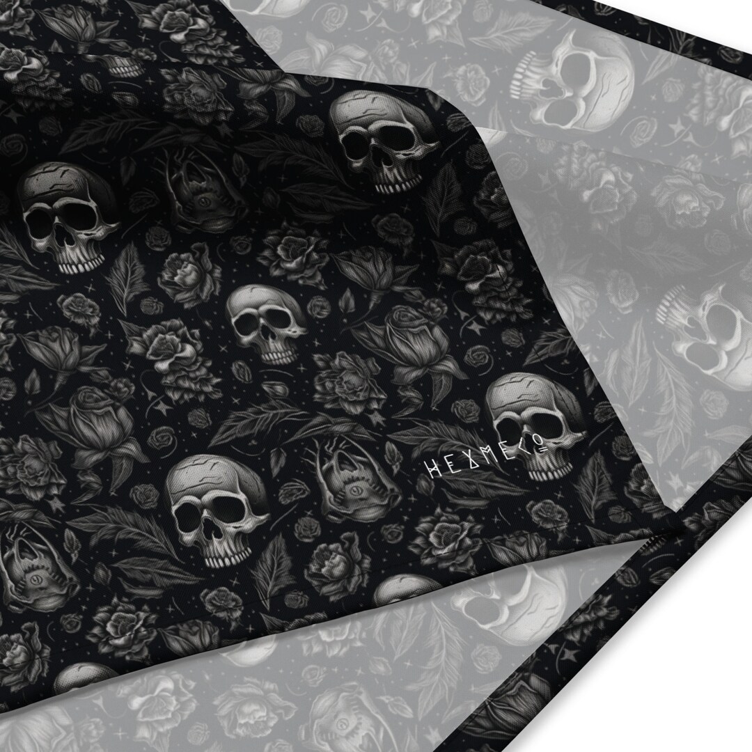 Dark Skull Bandana - Gothic Halloween Pattern, Dark Spooky Hair Tie - Etsy