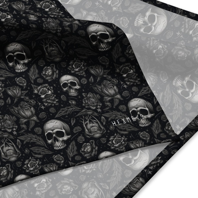 Dark Skull Bandana - Gothic Halloween Pattern, Dark Spooky Hair Tie - Etsy