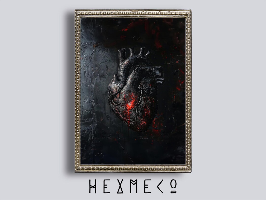 Black Heart - Printable Wall Art, Dark Acidemia, Gothic Prints, Digital ...