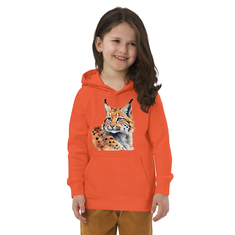 Lynx Kids Eco Hoodie, Lynx Wild Animal Kids Vegan Hoodie, Cute Lynx ...