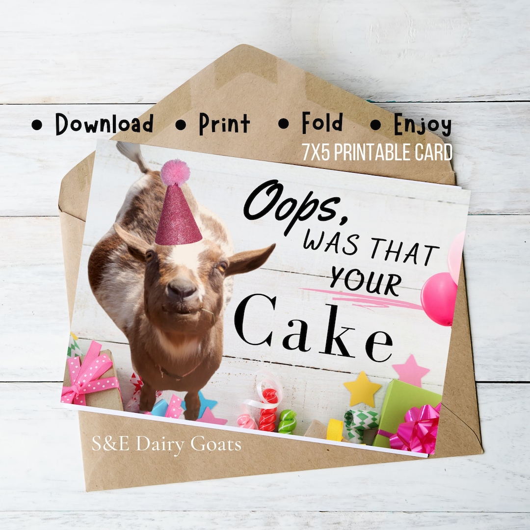 Goat Birthday Card, Gifts With Goats, Printable Goat Birthday Card ...