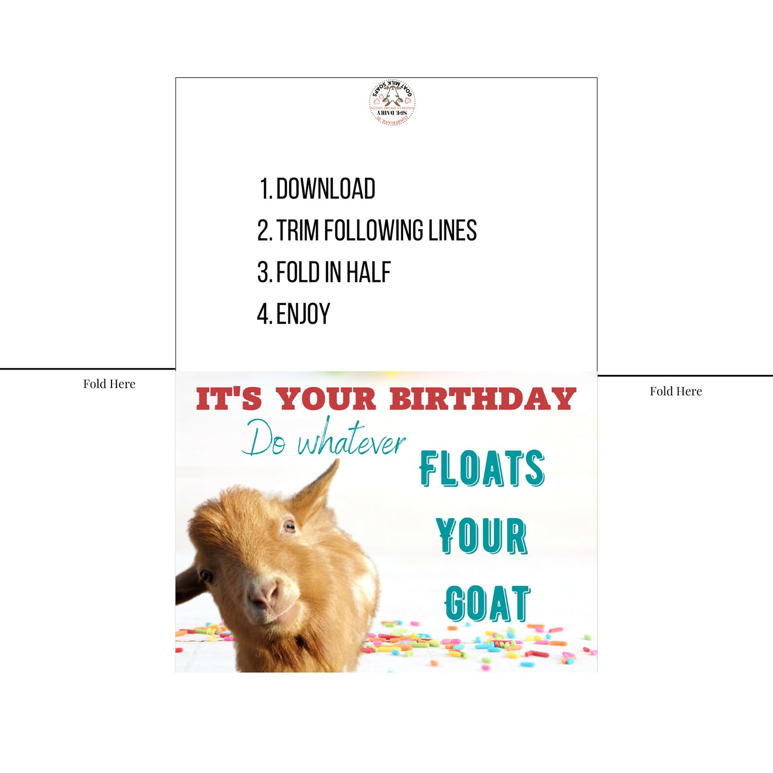 Goat Birthday Card, Gifts With Goats, Printable Goat Birthday Card ...