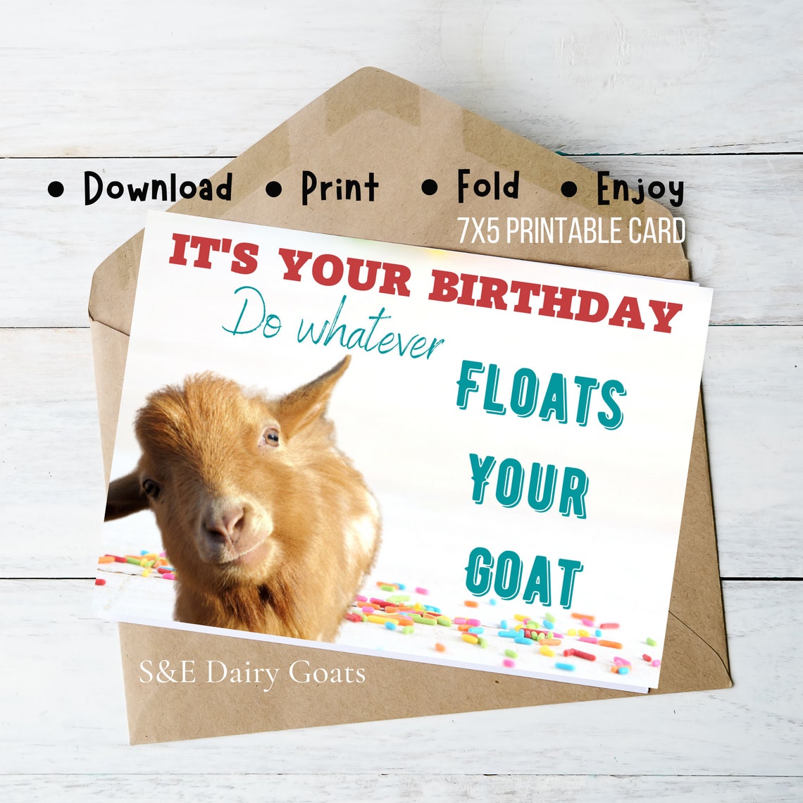 Goat Birthday Card Gifts With Goats Printable Goat Birthday - Etsy