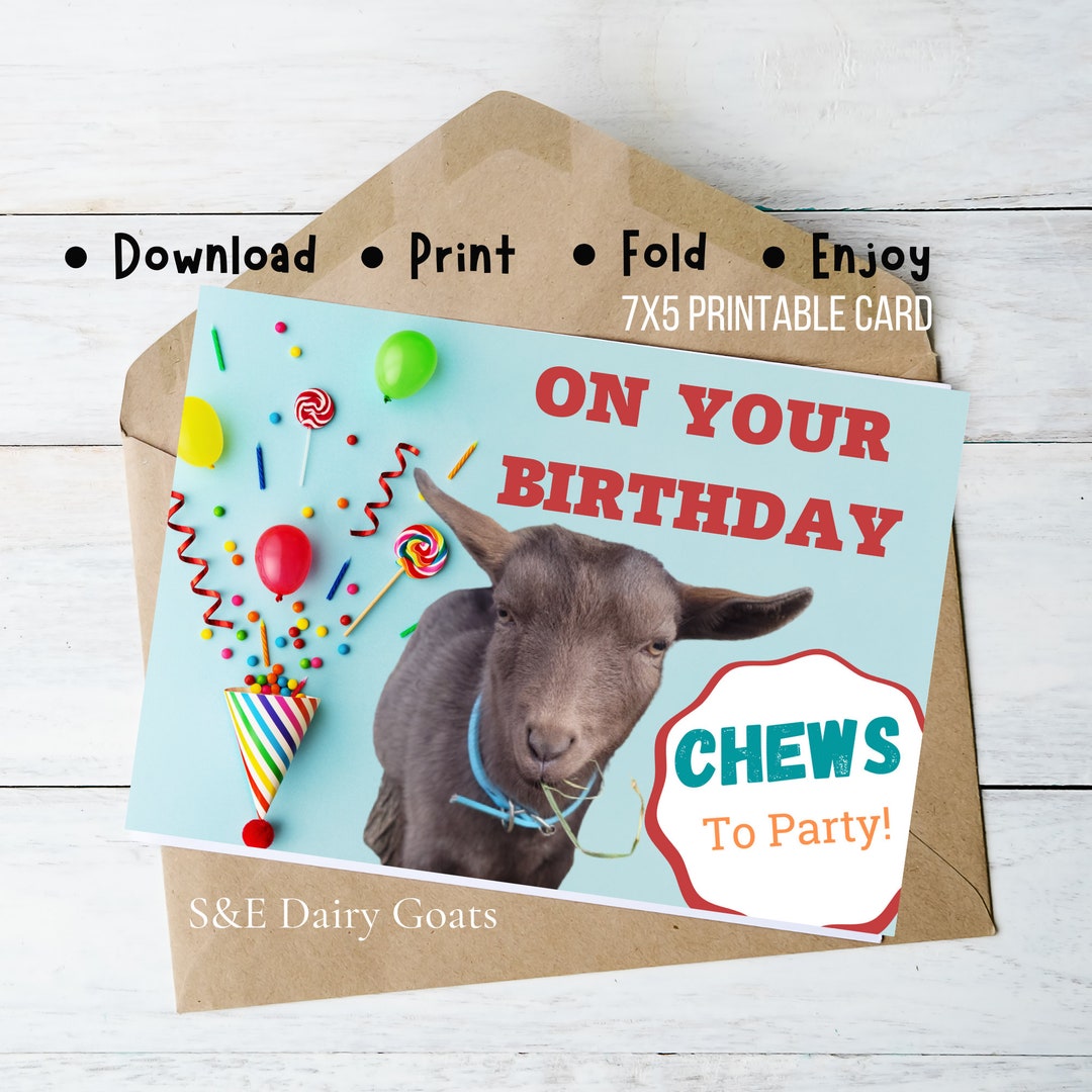 Goat Birthday Card, Gifts With Goats, Printable Goat Birthday Card ...
