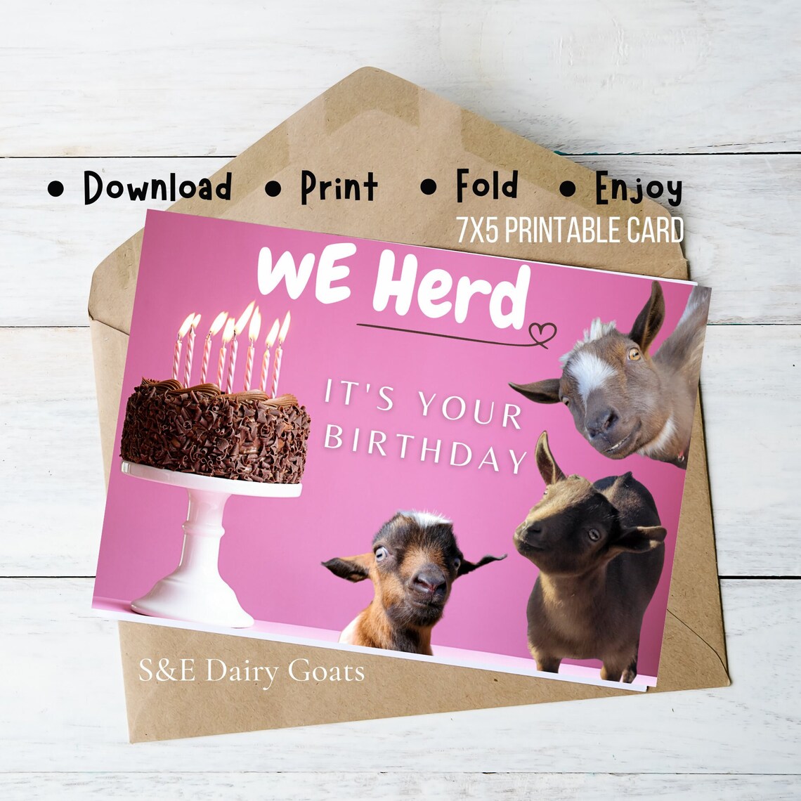 Goat Birthday Card Gifts With Goats Printable Goat Birthday - Etsy