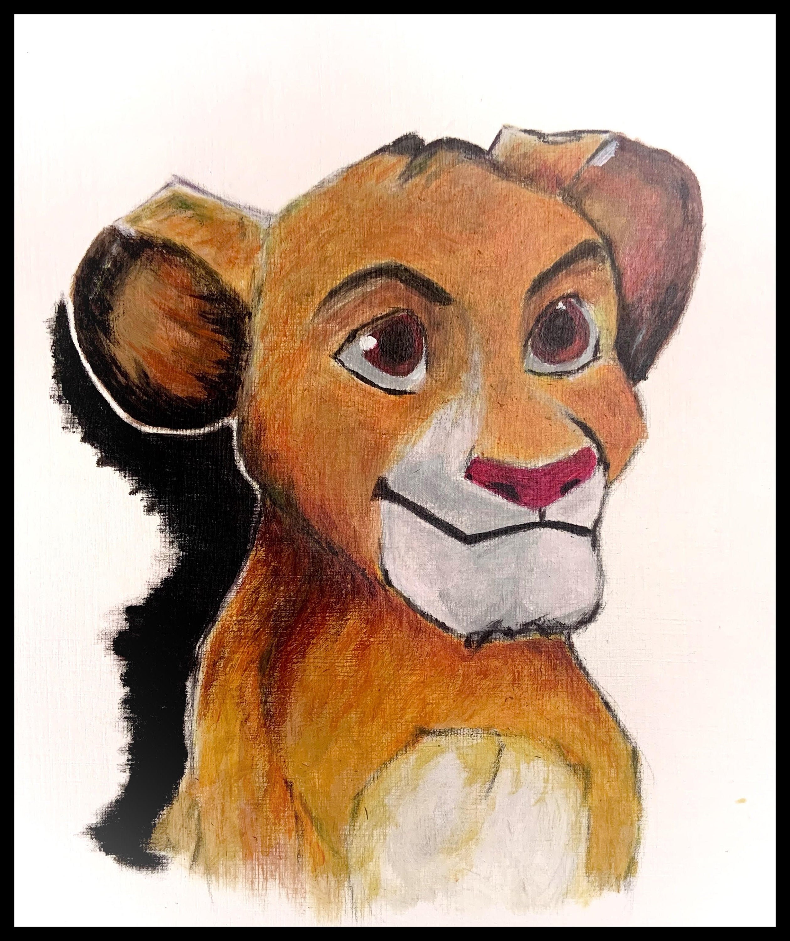 The Lion King Young Simba Acrylic Painting painted on a with | Etsy