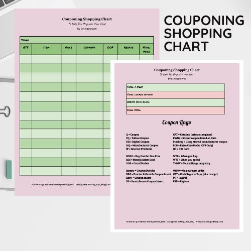 Couponing Shopping Chart & Grocery List - Etsy