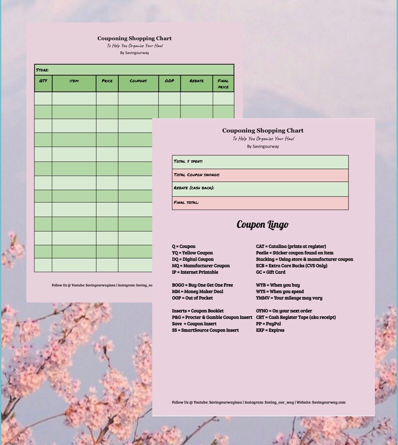 Couponing Shopping Chart & Grocery List - Etsy