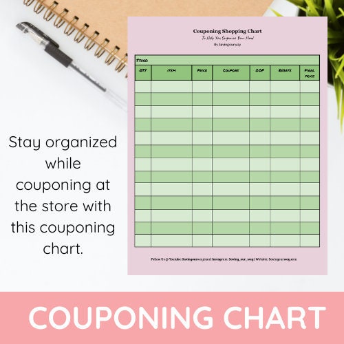 Couponing Shopping Chart & Grocery List - Etsy