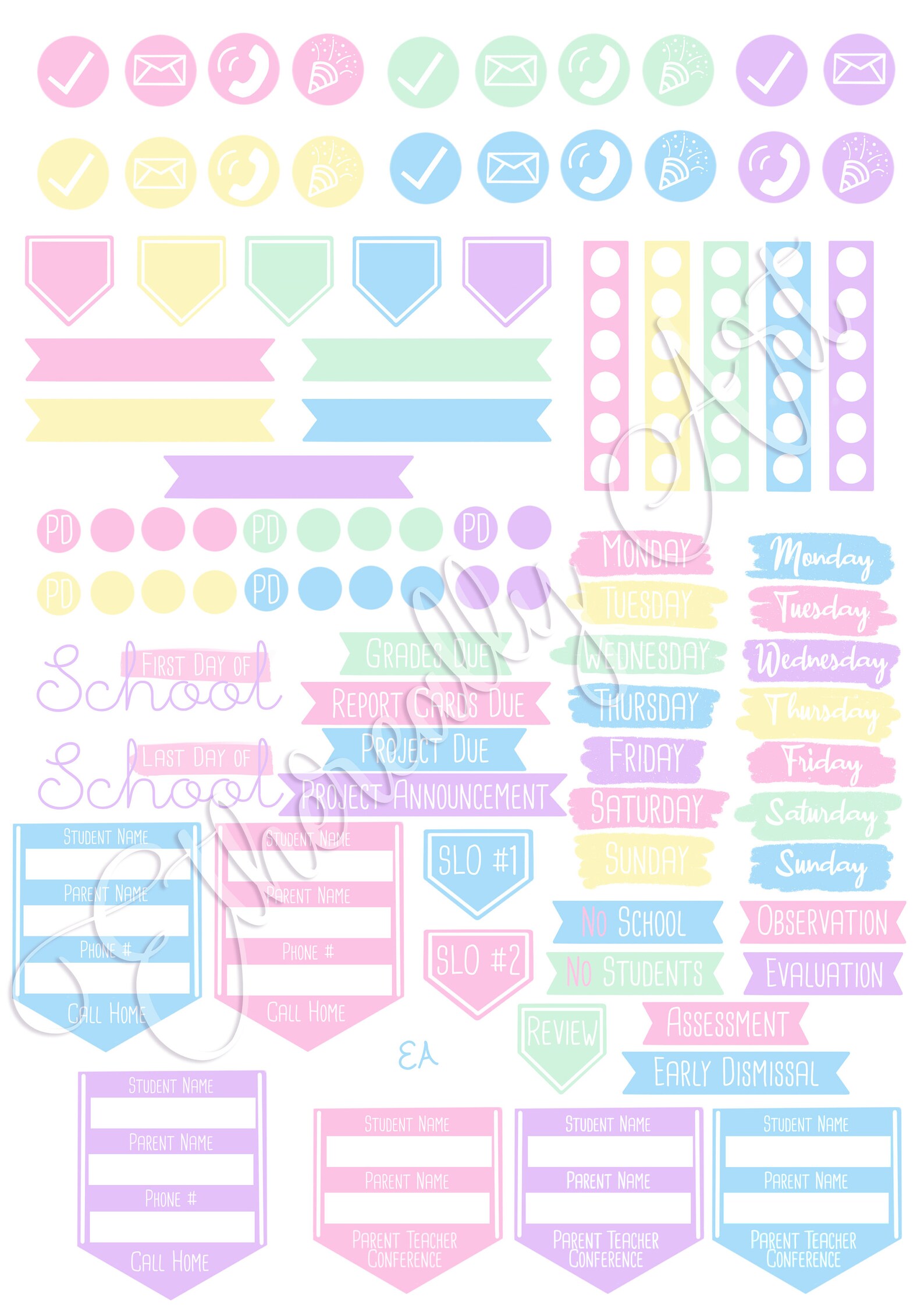 Pastel Teacher Planner Stickers - Etsy