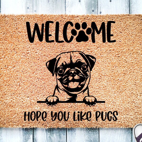 Pug Welcome Mat - Etsy
