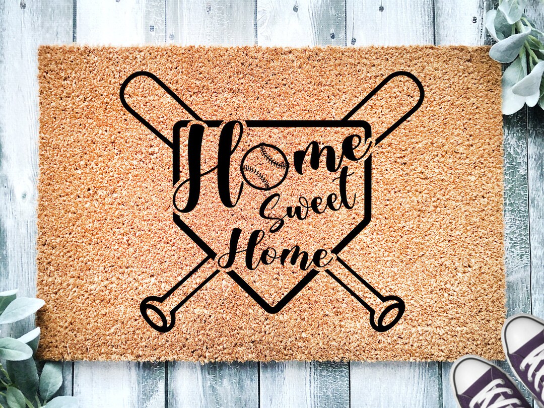 Baseball Themed Doormat Home Sweet Home Baseball Doormat Home Plate ...