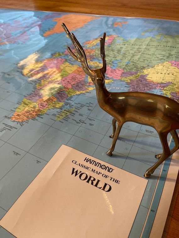 Vintage Laminated Hammond Classic Map of the World - Etsy