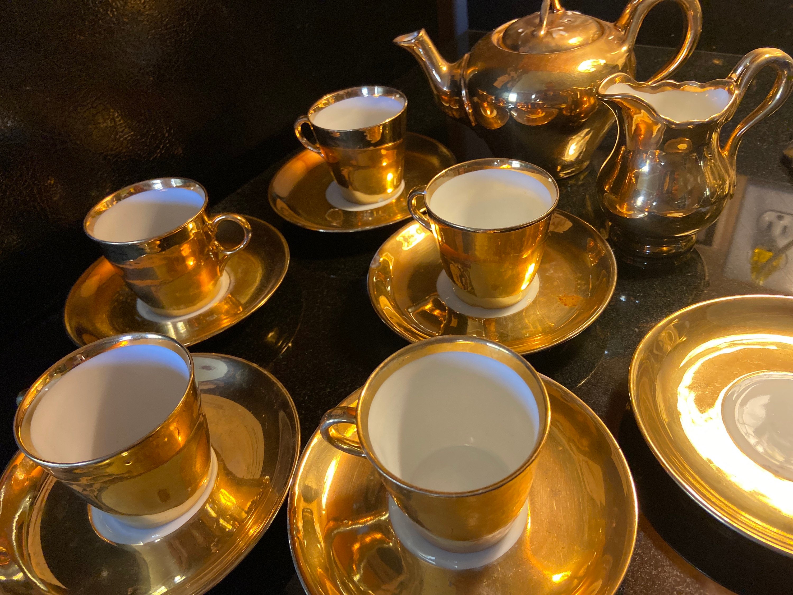 Antique Gold Overlay Porcelain Tea Set - Etsy