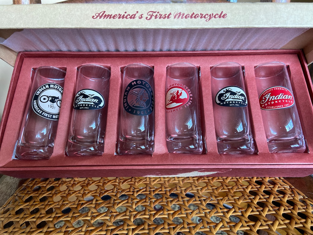 Vintage Indian Motorcycle Shot Glasses, Set of Six - Etsy