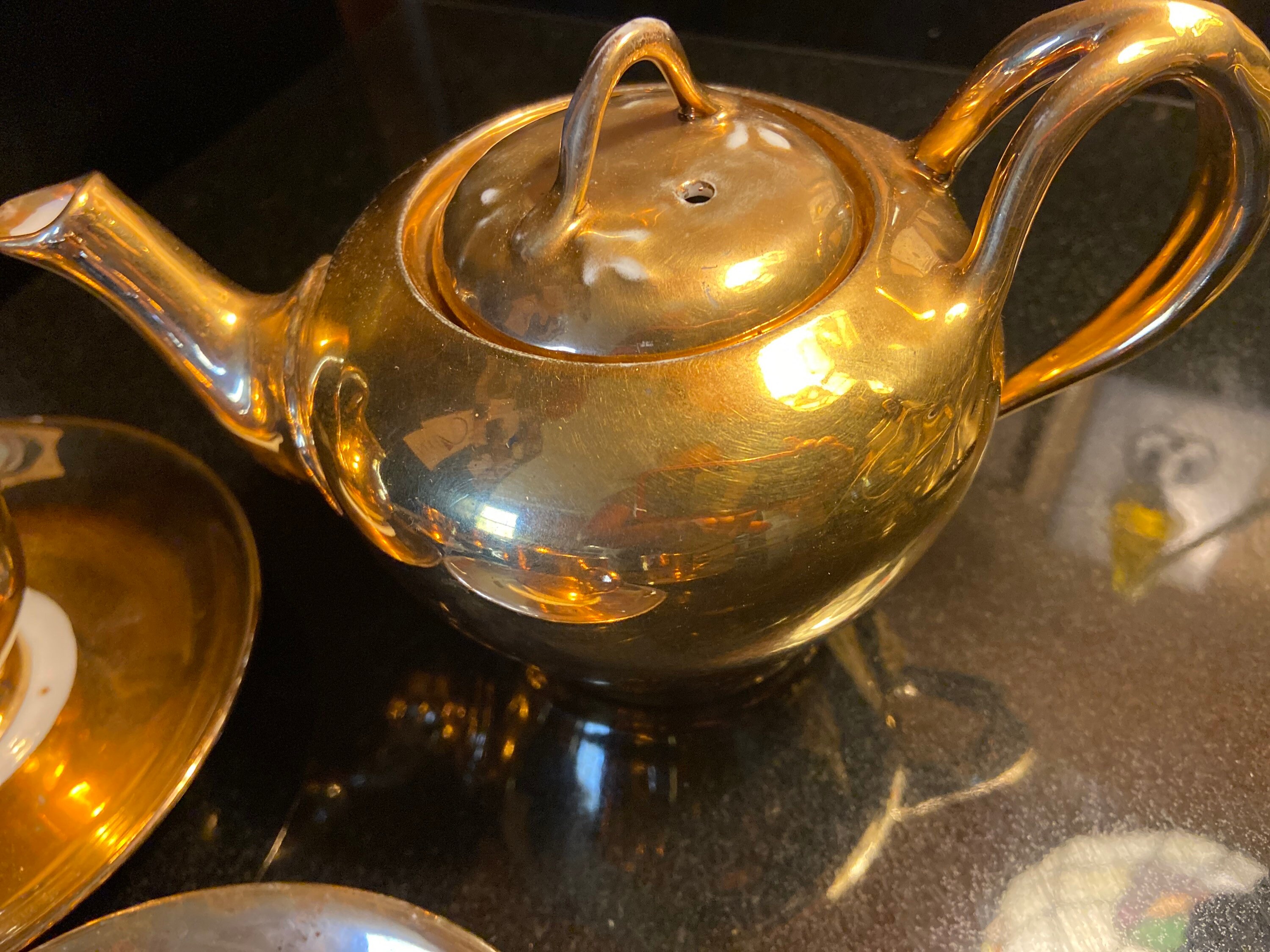 Antique Gold Overlay Porcelain Tea Set - Etsy