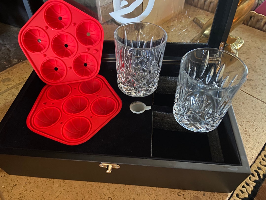 Atlanta Hawks With Two Crystal Cut Whiskey Glasses and Basketball Ice ...