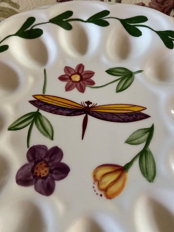 Hand Painted Egg Plate by Pacific Rim - Etsy