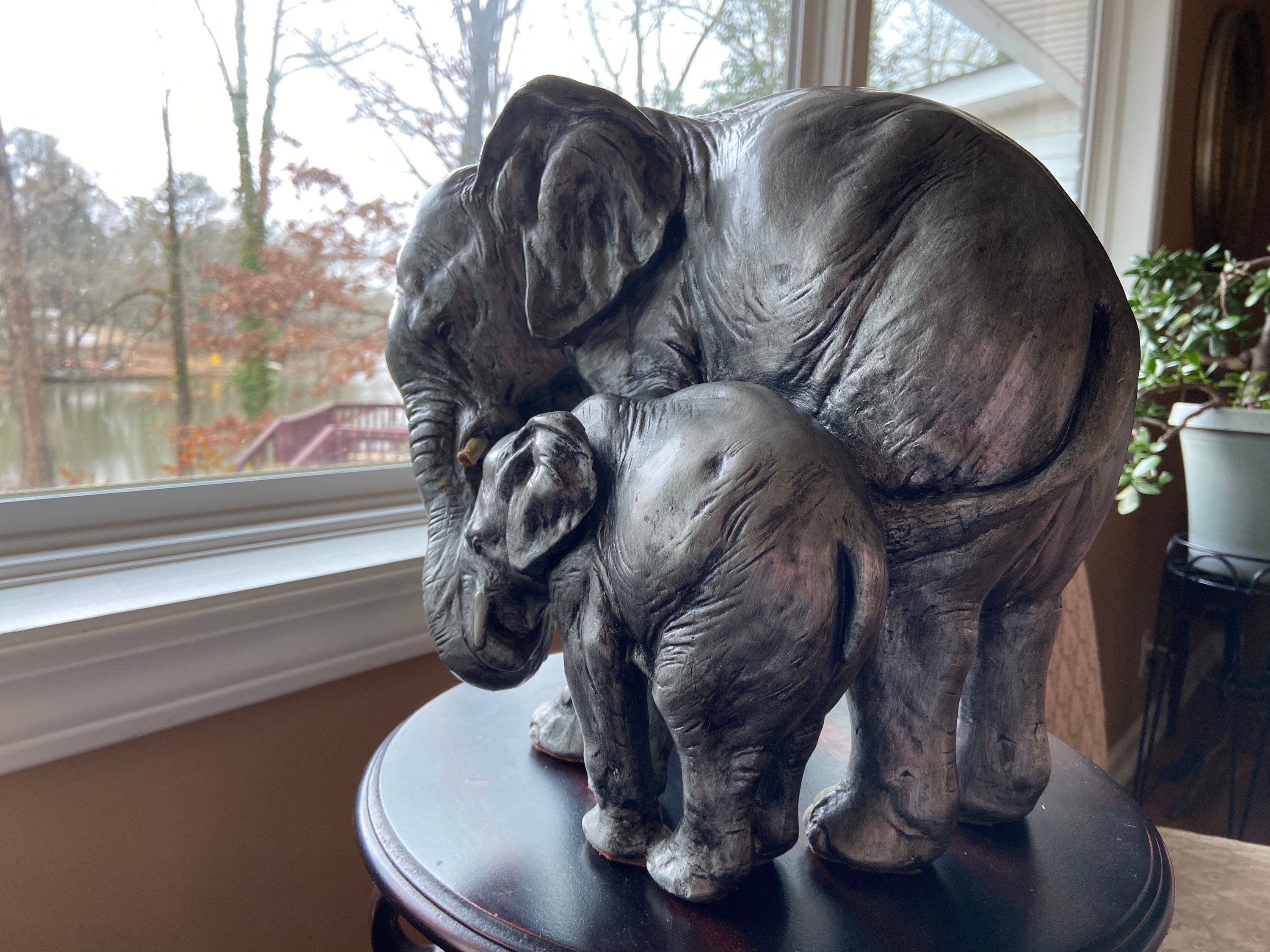 Large Plaster Elephant With Baby Statue - Etsy