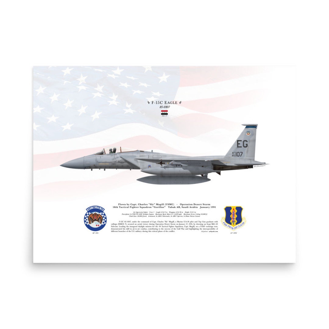F-15C Eagle 85-0107 Desert Storm 58TFS | Side View | Air Force USAF ...