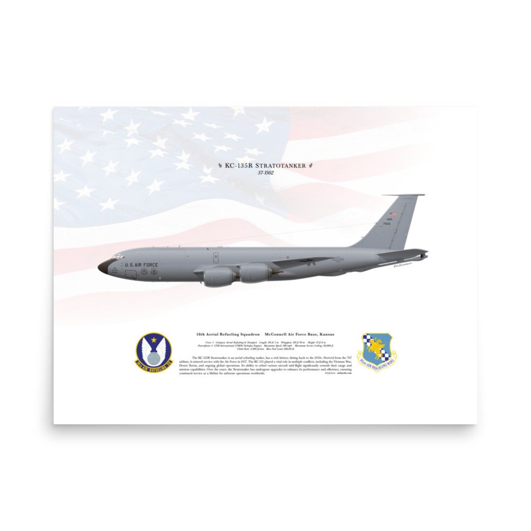 KC-135R Stratotanker 57-1502 18ARS Mcconnell AFB | Side View | Air ...