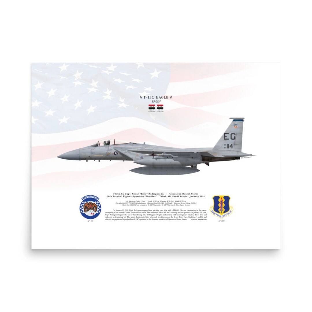F-15C Eagle 85-0114 Desert Storm 58TFS | Side View | Air Force USAF ...
