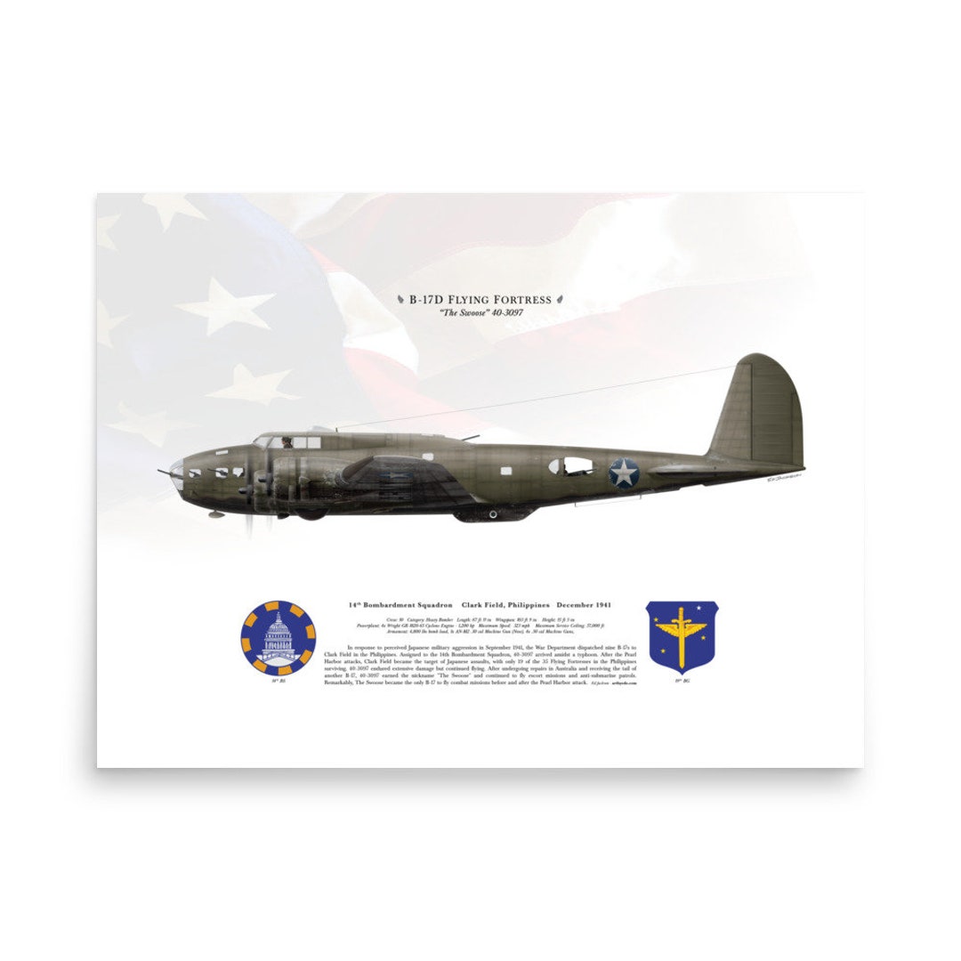 B-17D Flying Fortress “the Swoose” 40-3097 14BS | Side View | USAAF ...