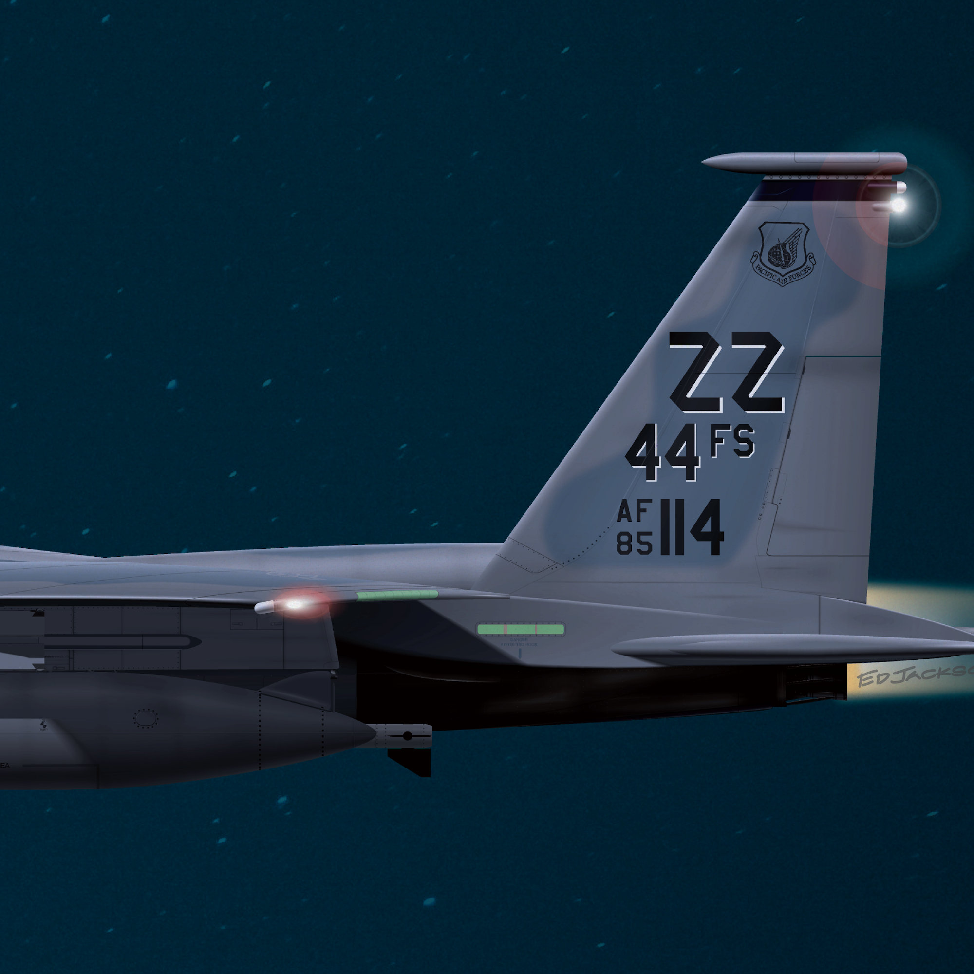 Nightmode F-15C Eagle 85-0114 44FS ZZ Kadena | Side View | Air Force ...